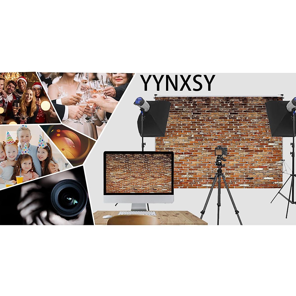 YYNXSY 10X10FT Brick Wall Background Primary Color Brick Background Large Fabric Brick Photo Background Baby Shower Birthday Party Wedding Graduation Home Decoration Photo Booth Prop Banner YY-6