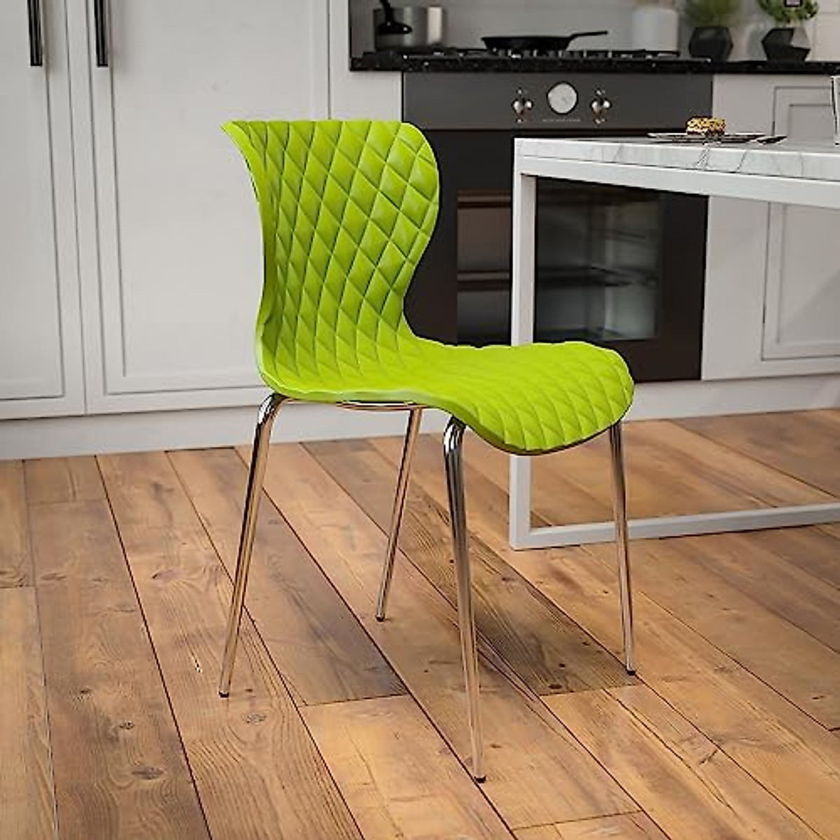 Flash Furniture 4 Pack Lowell Contemporary Design Citrus Green Plastic Stack Chair