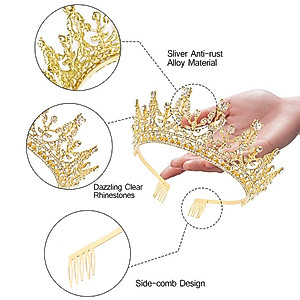 Didder Queen Crown for Womens Gold Princess Elegant Crystal Tiara with Clear Rhinestone Women's Headbands for Halloween Birthday Girls Prom Halloween Bridal Party