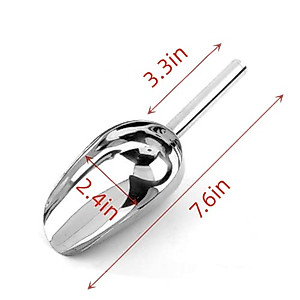 Stainless Steel Ice Scoop, 3 Ounces Round Bottom Bar Ice Flour Utility Scoop 9.6 Inch Metal Food Scoop Small Metal Food Candy Scoop for Kitchen Bar Party Wedding for Ice Cubes Beans Dog Food