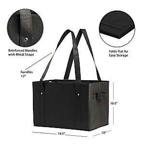 Earthwise Deluxe Collapsible Reusable Shopping Box Grocery Bag Set with Reinforced Bottom Storage Boxes Bins Cubes (Set of 3) (Green/Turq/Purple)…