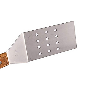 Super Leader 3 Piece Metal Spatula Set Stainless Steel with Wood Handle for BBQ Flat Top Grill, Pancake Flipper/Griddle Scraper/Hamburger Turner,Griddle Accessories