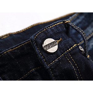 RXXKKK Men's Classic Zipper Biker Regular Fit Flex Jean (32, 1511 Dark Blue)