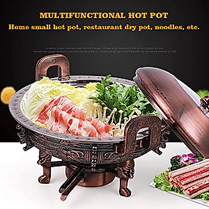 Retro Hot Pot Shabu Shabu Pot 1.3L Small Hotpot with Alcohol Stove - Single Person Soup Boiler Food Warmer Chafing Dish Set, Fuel not Included (Color : Red Copper)
