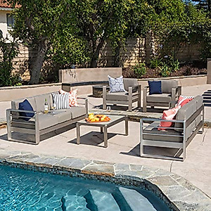 Christopher Knight Home Cape Coral Aluminum Chat Set, 5-Pcs Set, Khaki