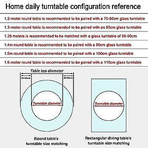 Yesbon Tempered Glass Lazy Susan Round Turntable 360° Rotating Dining Table Tempered Glass Table Top Lazy Susan Transparent Serving Tray with 6 Anti-tilt Wheels,90cm