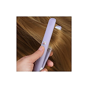 Flat Iron Mini Hair Straightener and Curler 2 in 1 for Ceramic Tourmaline Plate Beauty Heating Salon (US Plug Purple)