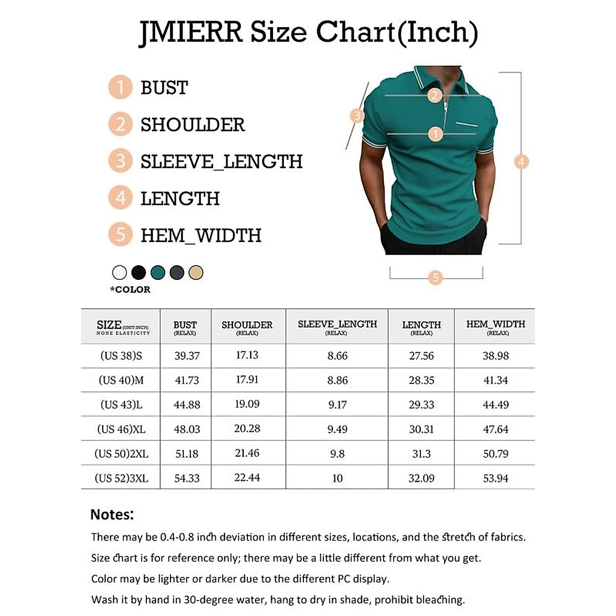 JMIERR Men's Zipper Polo Shirts Classic Lightweight Knit Striped Polos Shirt Casual Short Sleeve Golf Shirt for Men,US 43(L),Khaki