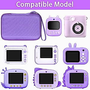 Aenllosi Kids Camera Case for Anchioo/for ESOXOFFORE Instant Print Camera Toys,Kids Selfie Digital Camera Photo Paper & Color Pen Holder (Purple,Case Only)