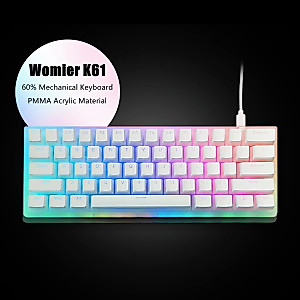 XVX Womier 60% Percent Keyboard, Wired Mechanical Gaming Keyboard, K61 PRO Hot Swappable Dual RGB Backlit Keyboard, with Pudding Keycaps Gaming Keyboard, Pro Driver/Software Supported - Yellow Switch