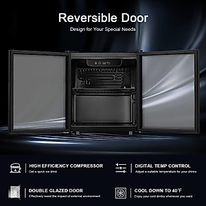 Antarctic Star 12 Bottle Wine Cellar - Mini Beverage Fridge for Wine, 48 Can Small Wine Cooler for Home and Bar, Electronic Temperature Knob Control, 1.3 Cu. Ft.