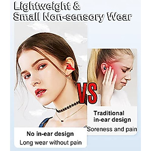 Wireless Ear Clip Bone Conduction Earbuds Open Ear Headphones Wireless Bluetooth for Android iPhone, Sport Wireless Earbuds with Earhooks Up to 36 Hours Playtime Waterproof Outer Ear Earbuds (Red)