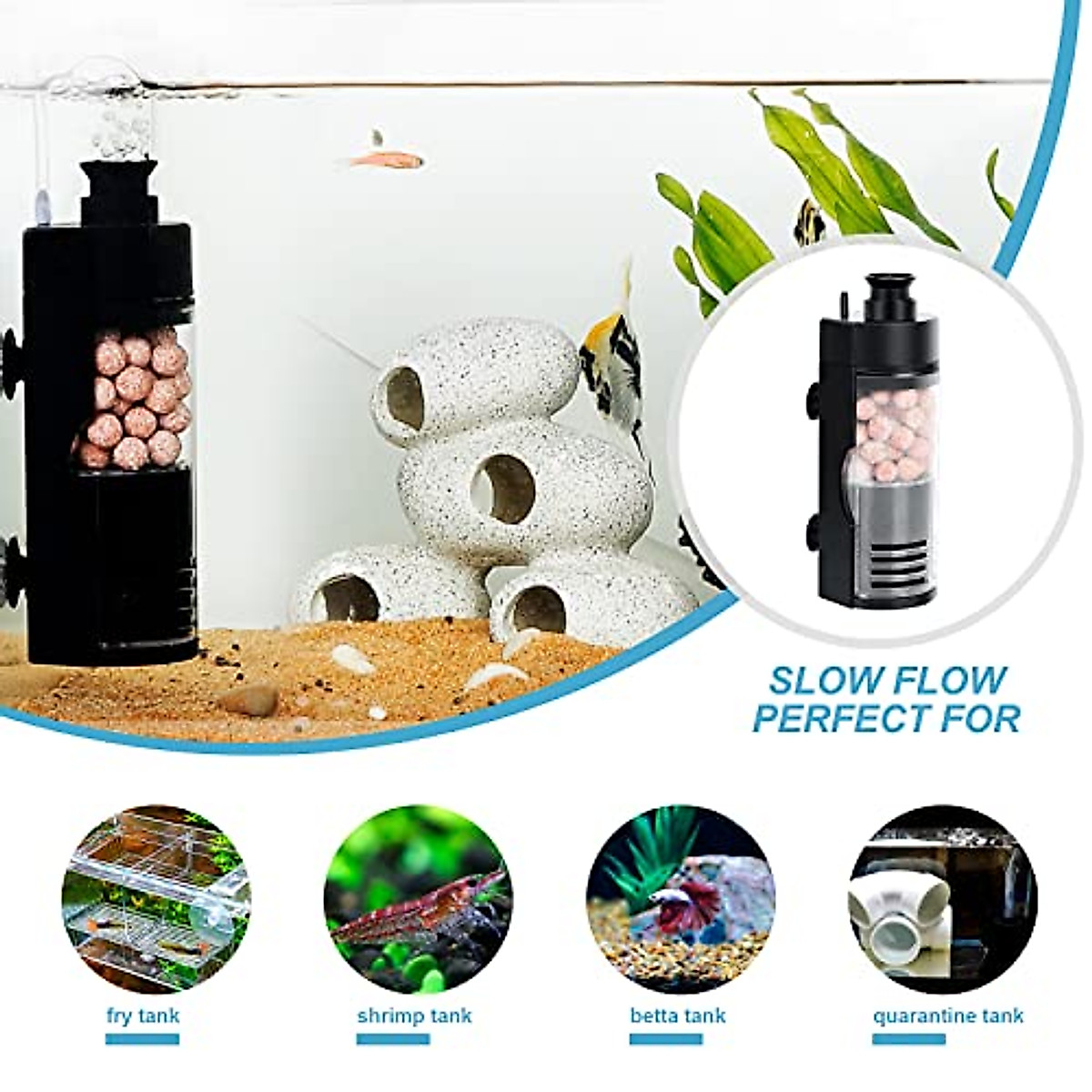 hygger Small Aquarium Bio Sponge Filter Mini Fish Tank Filter for Breeding Fry Betta Shrimp Tank 0.5-5 Gallon (Small)