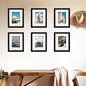 Wiscet 8.5x11 Picture Frame Set of 3, Display Pictures 6x8 with Mat or 8.5 x 11 Without Mat, Photo Frame for Wall Mounting or Tabletop Display, Black