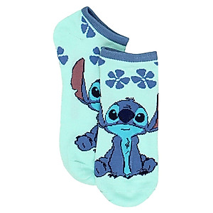Disney Lilo & Stitch Womens 6 pack Socks (Large (9-11), Stitch Blue)