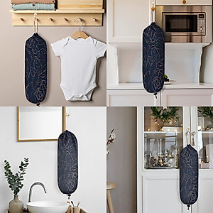 Abstract Floral Plastic Bag Holder, Art Rose Flower Grocery Bag Storage Holder Hanging Garbage Shopping Bag Trash Bags Organizer for Kitchen Home