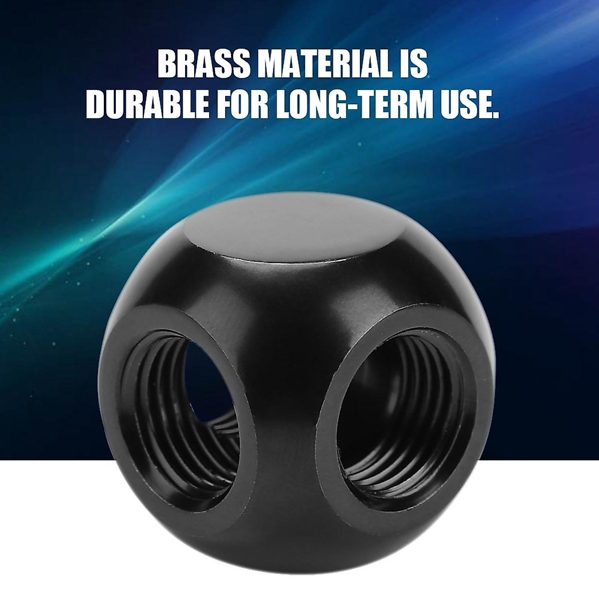Pomya Computer Water Cooling Spherical 3 Way T-Type Connector G1/4 Threaded Adapter Black, Silver for PC Water Cooling Application(Black)