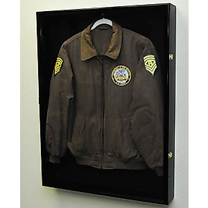 Extra Deep Jacket, Uniform, Jersey Shadow Box Display Case Cabinet w/98% UV Protection, Cherry