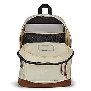 JanSport Right Pack Backpack - Travel, Work, or Laptop Bookbag with Leather Bottom, Coconut