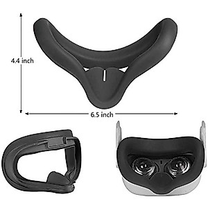 RGEEK VR Silicone Face Cover for Quest 2 VR Headset Sweat-Proof Lightproof Non-Slip Washable Replacement Face Pads Quest 2 Accessories(Black)
