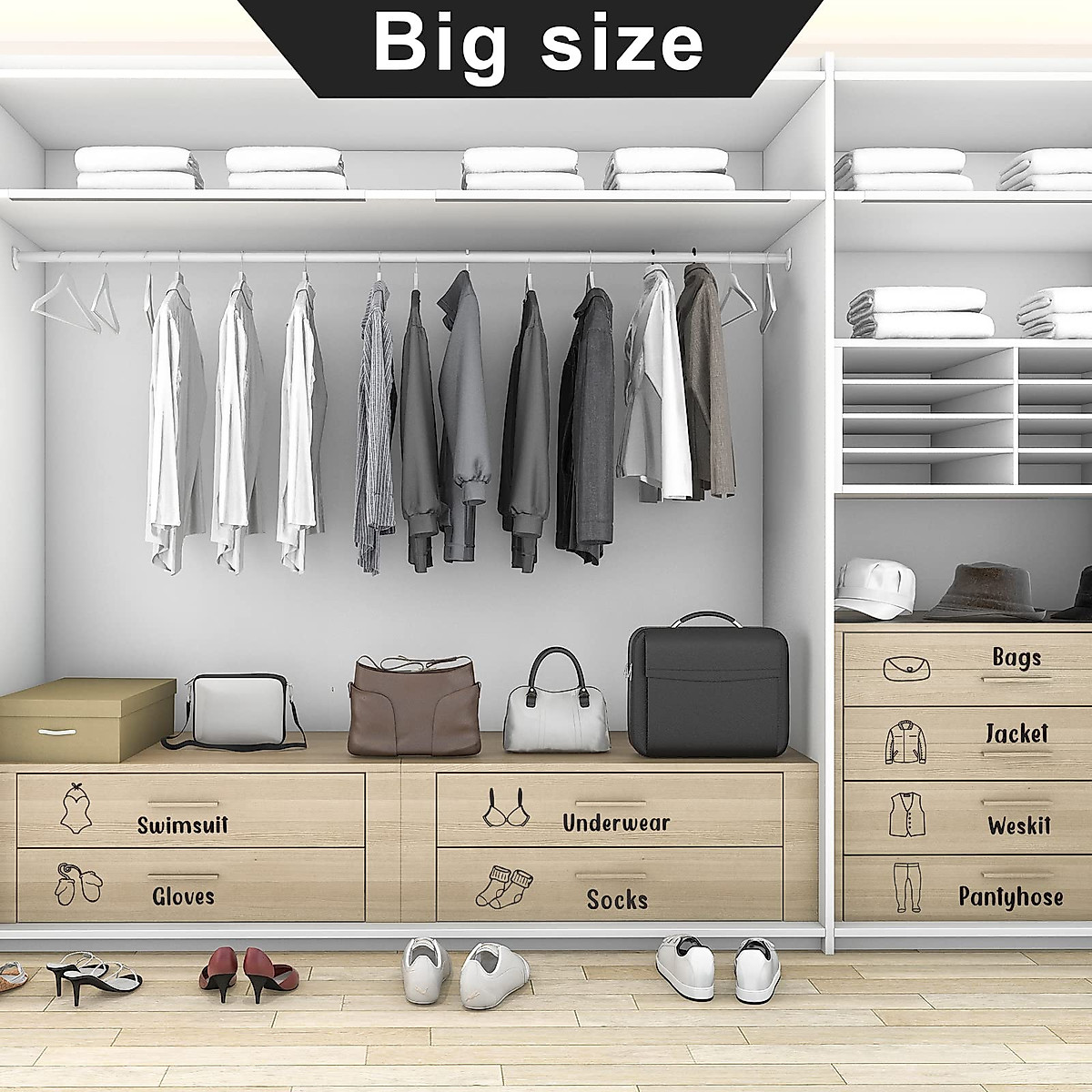 Spakon 9 Sheets Dresser Clothing Decals Dresser Labels Clothes Labels Dresser Decals Dresser Stickers Bedroom Wardrobe Drawer Stickers Removable Organizing Decal