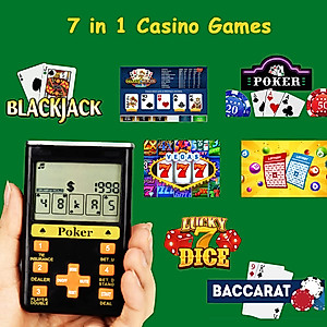 KDSbnk Handheld Poker Game for Adults 7 in 1 Casino Game (Black Plastic)