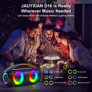 Portable Bluetooth Speaker, Loud Boombox Speaker with Subwoofer, Powerful Deep Bass Stereo Sound, IP65 Waterproof, Wireless Outdoor Speaker for Camping, Beach, Party, Support TWS/USB/TF Card/AUX