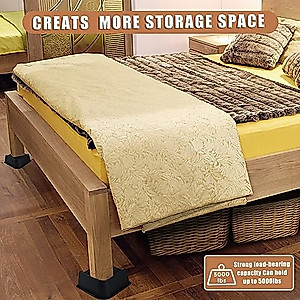 Tocawe Bed Risers Oversized, 2 inch Lift,Set of 8 Furniture Risers, Up to 5000lbs, Table Riser, Risers for Bed Frame, Bed Height Risers, Bed Raiser, Bed Frame Riser, Desk Risers (Black)