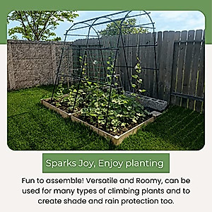 Ambikun Garden Trellis 82in Extra Tall Polyethylene-Coated Stainless Steel Trellis for Climbing Plants Outdoor Garden Climbing Arch | Garden Supplies with Mounting Clips and Nylon Net