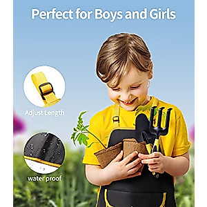 Kids Gardening Set, Geyiie Kids Gardening Tools for Girls Boys Childrens Toddler Gardening Set Garden Toys for Kids Ages 2+ Gardening Kit Garden Gift Sets, Shovel, Rake, Trowel, Tote Bag, Apron (6PCS)