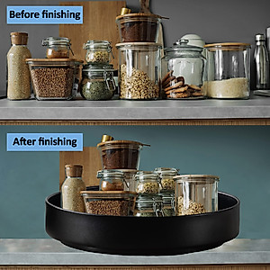 2 Pack Lazy Susan Turntable Organizer 10.2 Inch and 11.4 Inch for Cabinet, Pantry, Kitchen Countertop, Refrigerator, Bathroom and Office, Black Steel