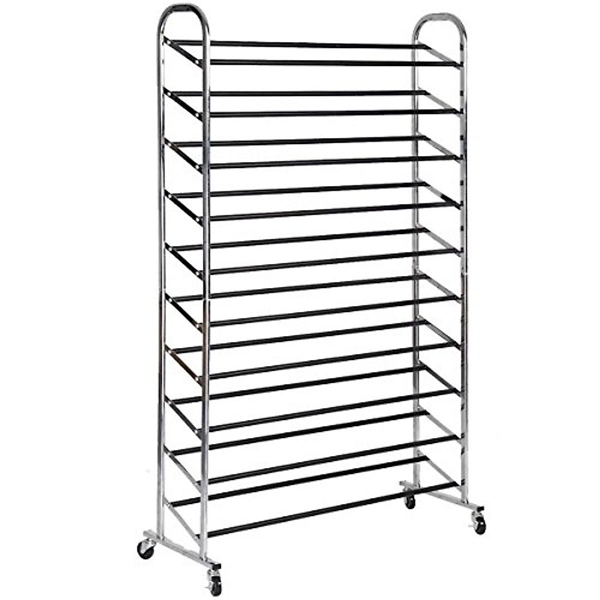 Super buy 50 Pair Free Standing 10 Tier Shoe Tower Rack Chrome Metal Shoe Rack New