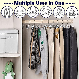 Amber Home Metal Pants Hangers with Clips 50 Pack, Heavy Duty Metal Skirt Hangers with 2-Adjustable Clips, Bottom Hangers for Shorts, Jeans, Trousers (50)