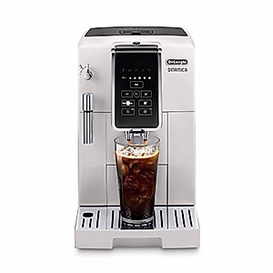De'Longhi Dinamica Automatic Coffee & Espresso Machine, Iced-Coffee, Burr Grinder, (Renewed) (White)