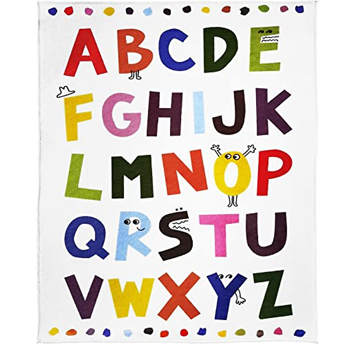 Luxixiry ABC Alphabet Kids Rug, Cotton Soft Plush Play Mat for Playroom Bedroom Living Room Playmat Home Décor (White, 2.6' x 3.9')