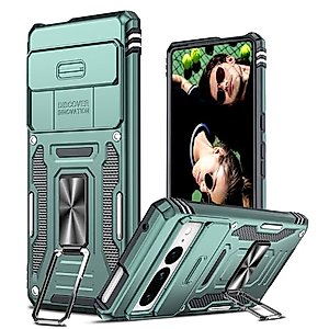 LeYi for Pixel 7 Pro Case: Google 7 Pro Case with Slide Camera Cover, 360 Full Body Military-Grade Protective Heavy Duty with Upgrade Kickstand Case for Google Pixel 7 Pro, Alpine Green