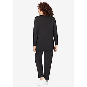 Woman Within Women's Plus Size Fleece Sweatshirt Set - 2X, Chocolate