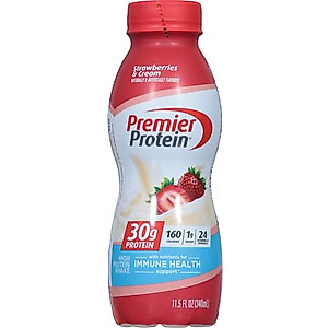 Premier Protein Shake, Strawberries & Cream, 30g Protein, 1g Sugar, 24 Vitamins & Minerals, Nutrients to Support Immune Health,11.5 fl oz