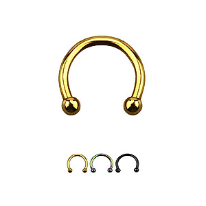 Black-Tone 316L Surgical Steel Curved Barbell CBB Horseshoe Nose Ring Hoop 1/4" 16G