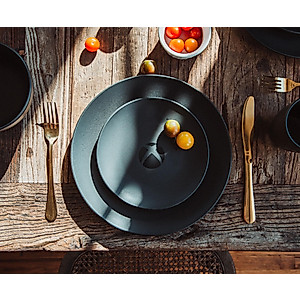 Ukonic Xbox Matte Black 8-Piece Ceramic Dinnerware Set | Includes Salad Plates, Soup Bowls, Mugs