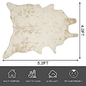 Vpory Faux Cowhide Rug - Premium Faux Cow Print Rug, Durable Western Room Decor Area Rugs for Living Room Bedroom, Faux Fur Animal Cow Hide Carpet