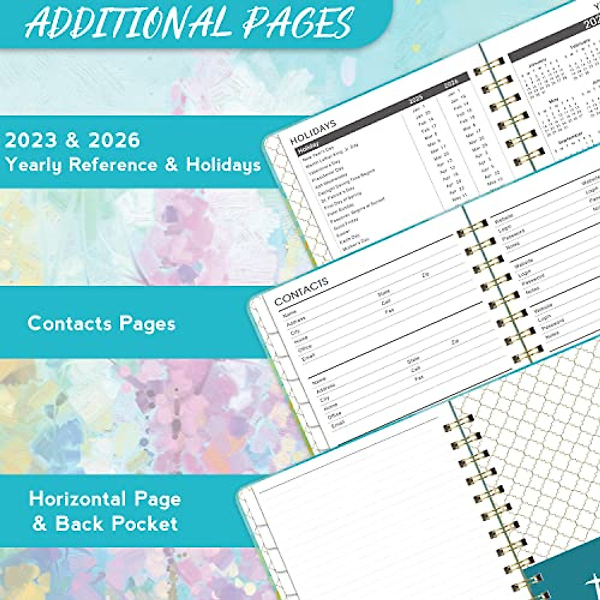 2023-2026 Monthly Planner/Calendar - 3 Year Monthly Planner 2023-2026, July 2023 - June 2026, 6.3" x 8.4", 36 Monthly Planner with Hardcover, Back Pocket with 30 Notes Pages & Tabs - Oil Painting