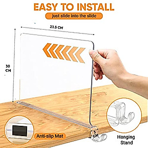 Clear Acrylic Shelf Dividers – Pack of 06 (30x3x23.5cm) - Shelf Organizer for Closet with Hook for Hanging Anything Shelf Divider for Organizing Clothes, Books, Towels and Hats