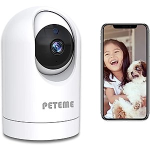 Peteme Video Baby Monitor with Camera and Audio, Baby Monitor 1080P Indoor WiFi Security Camera with Motion Detection Night Vision 2-Way Audio,Monitor Baby/Elder/Pet