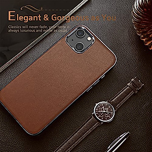 LOHASIC Designed for iPhone 13 Case, Luxury Leather Premium Business Classic Cover Non Slip Soft Grip Protective Men Women Phone Cases Cover Compatible with iPhone 13 6.1" 2021 5G - Brown