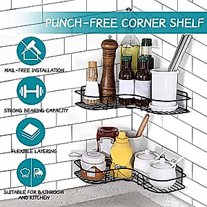 Txxplv Corner Shower Caddy, Shower Organizer with Soap Holder, Adhesive Rust Proof Shower Shelf, Shower Storage Basket Rack Shampoo Holder Organizer Shower Accessories