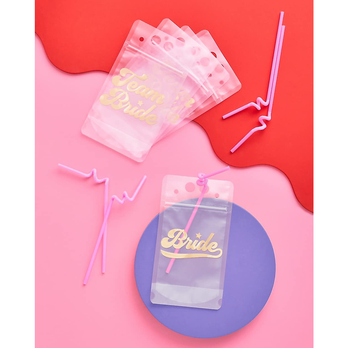 xo, Fetti Bachelorette Party Decorations Team Bride Drink Pouches - 16 ct | Bridal Cups, Bridesmaid Favor
