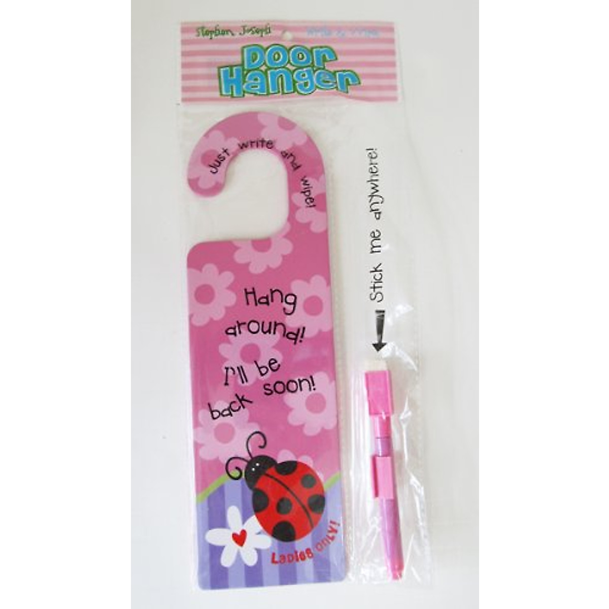 Stephen Joseph Girl's Room Pink Write & Wipe Ladybug Door Hanger