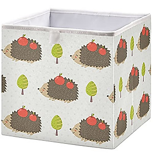 visesunny Closet Baskets Storage Bins Hedgehog Cute Animal Fabric Baskets for Organizing Shelves Foldable Storage Cube Bins for Clothes, Toys, Baby Toiletry, Office Supply