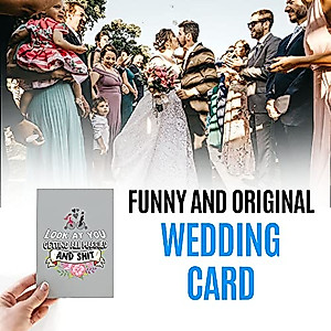 Funny wedding card for groom and bride with envelope | Original joke adult engagement card for him and her | Hilarious congratulatory present for wedding shower or engagement party